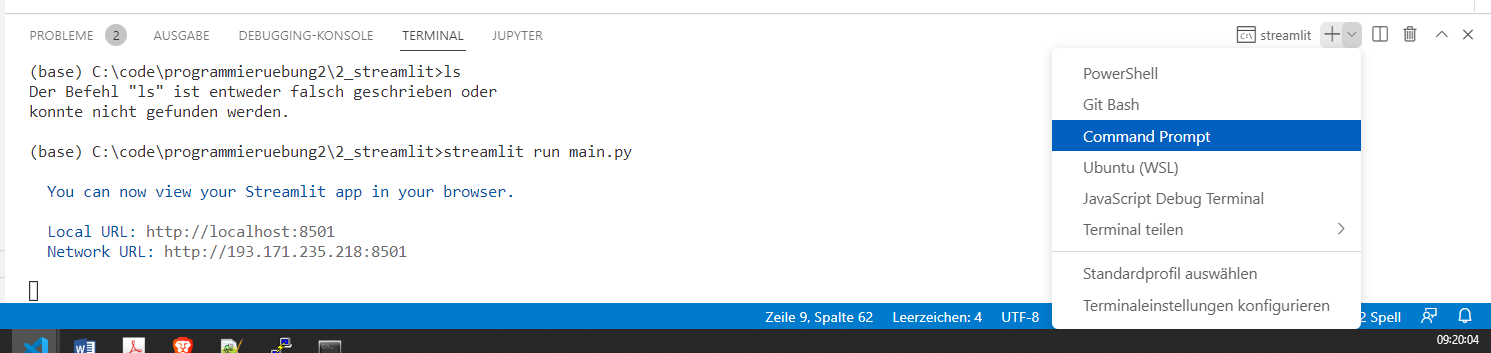 2 Einführung in streamlit - Programmierübung II